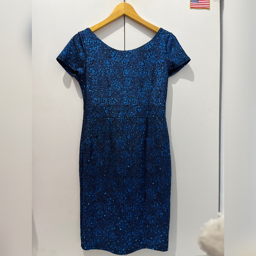 Dress blink2 sequin warna dasar hitam dan motif blink2 sewuin biru ...