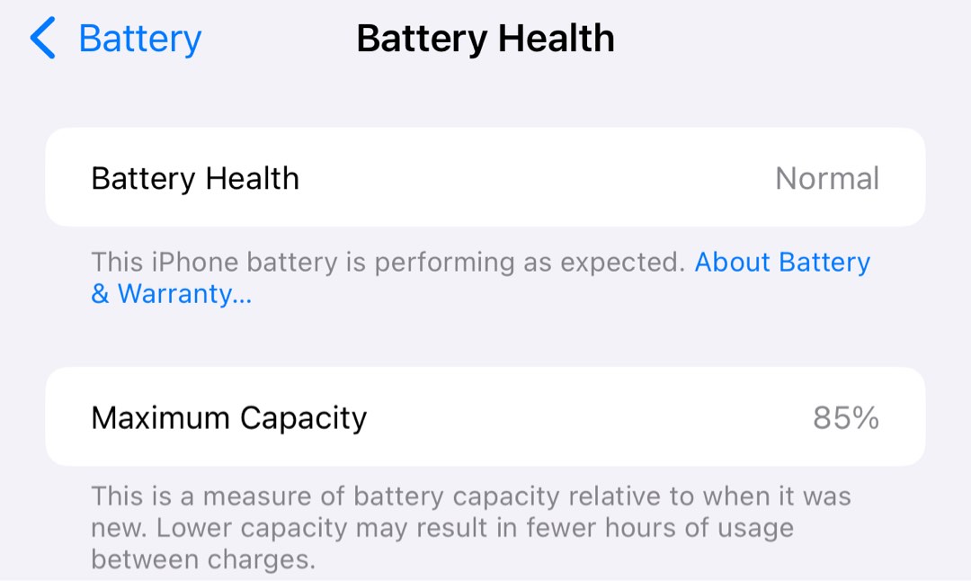 iPhone Battery Health - 85% Maximum Capacity, Mobile Phones & Gadgets ...