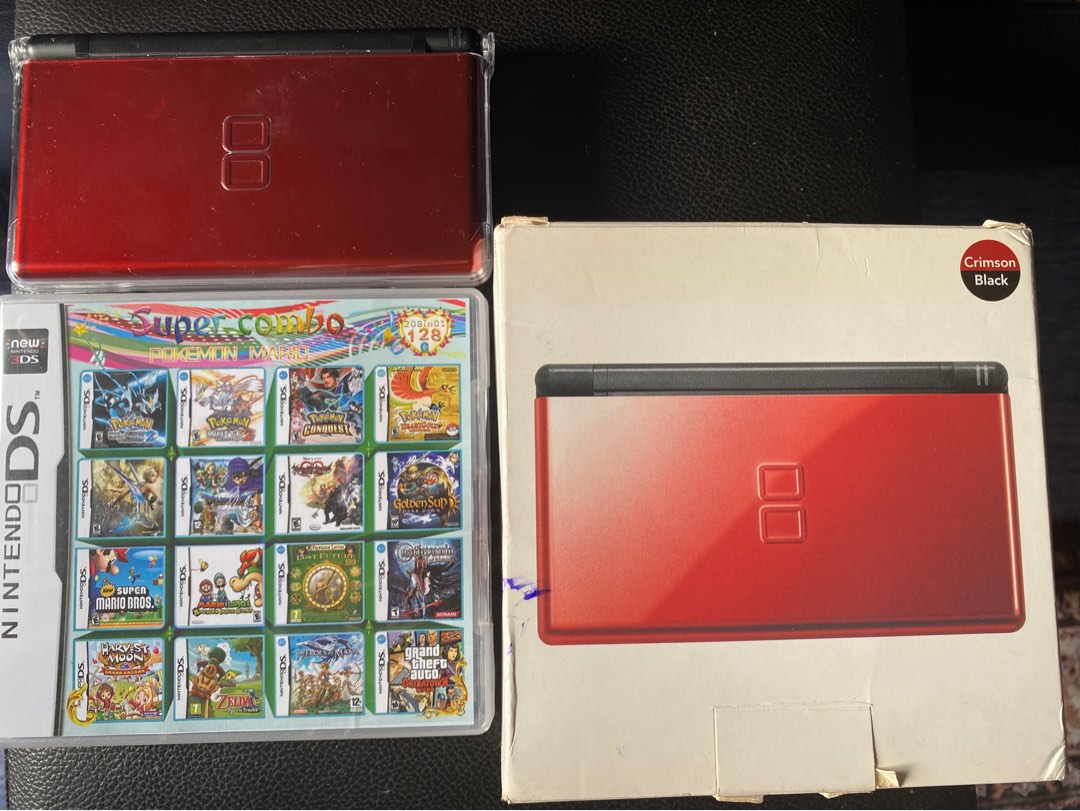 Nintendo ds (crimson black) complete set, Video Gaming, Video Game ...