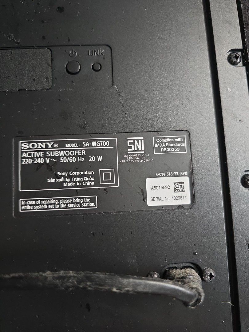 Sony SA-WG700 Active Subwoofer, Audio, Soundbars, Speakers & Amplifiers ...