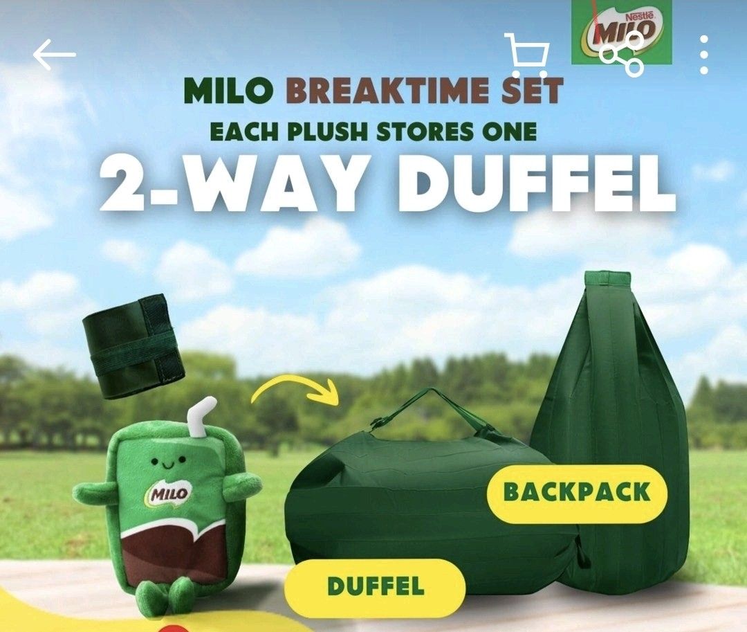 🆕️ Nestle Milo - 2-Way Duffel Bag & Plush, Hobbies & Toys, Toys & Games ...
