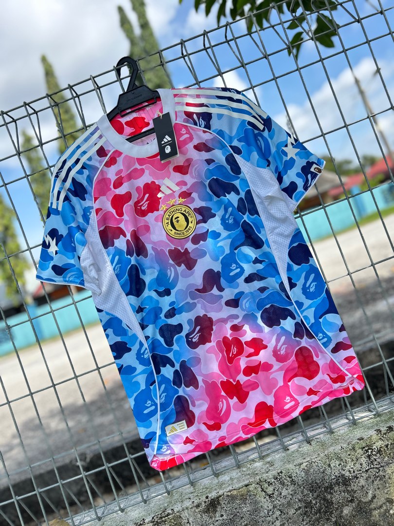 Adidas x BAPE Bathing Ape Pink Camo Football Jersey, Men's Fashion ...