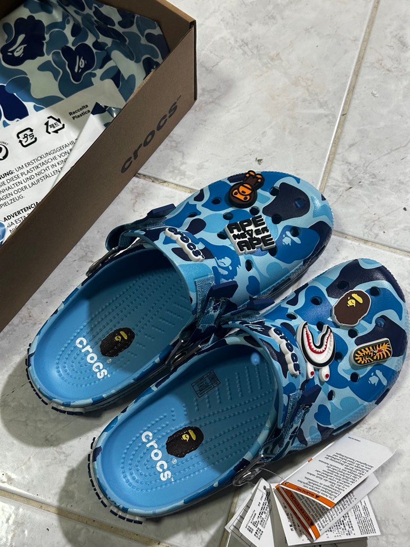 Bape x Crocs, Men's Fashion, Footwear, Slippers & Slides on Carousell