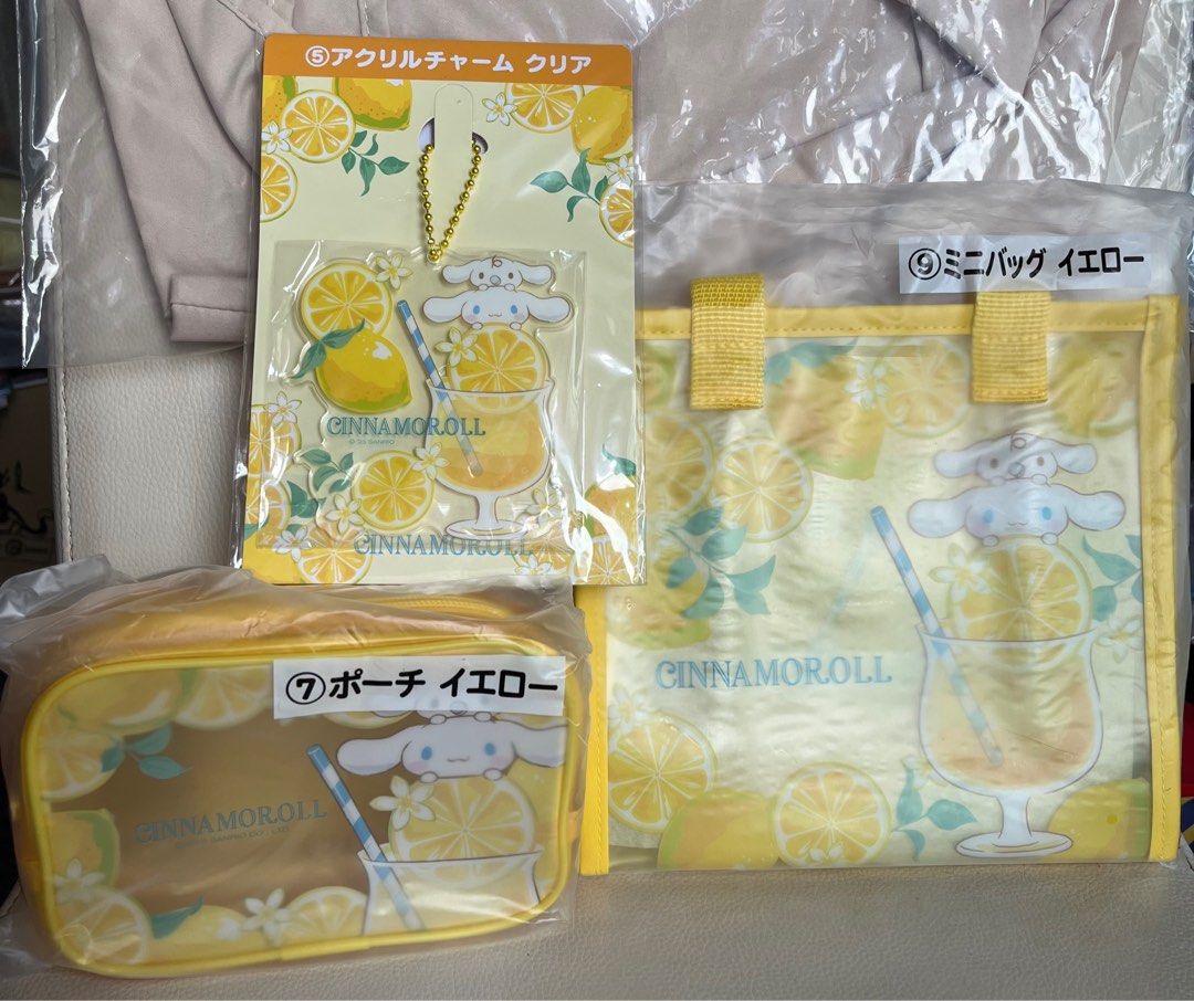 Cinnamoroll Lemon Theme Kuji Prizes, Women's Fashion, Bags & Wallets ...