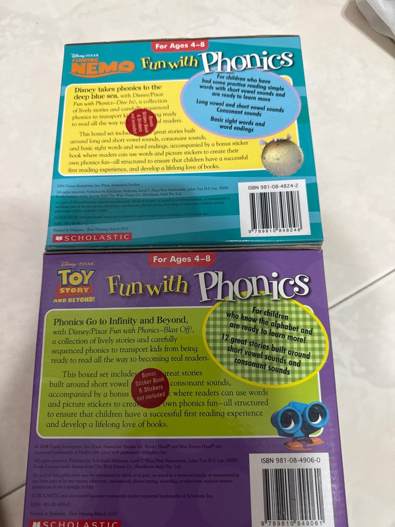 Disney Pixar Fun with Phonics Reading Books, Hobbies & Toys, Books ...