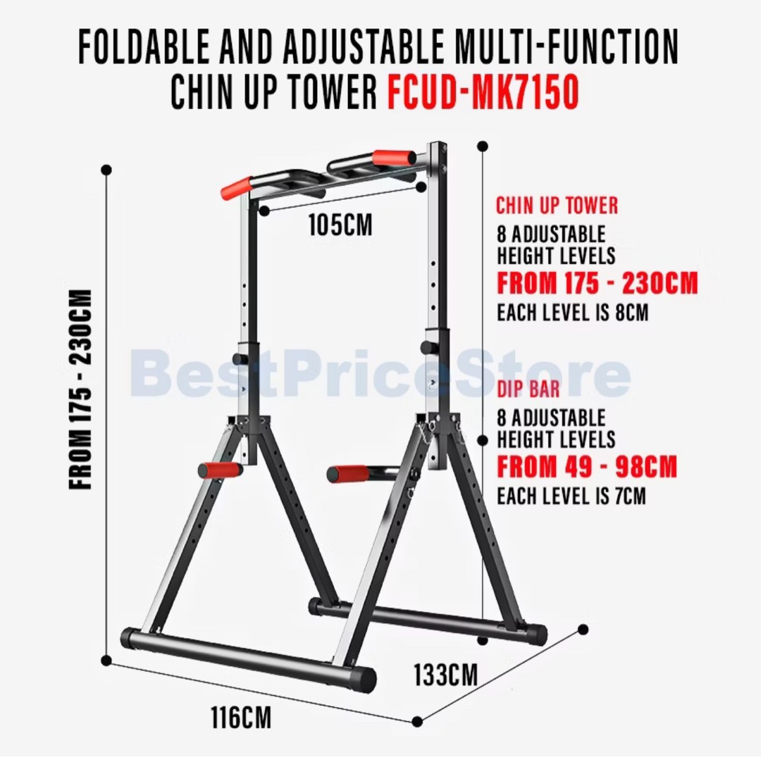 Foldable and Adjustable Pull Up, Chin Up And Dip Bar, Sports Equipment ...