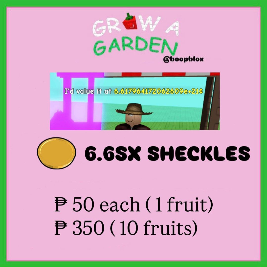 GROW A GARDEN SHECKLES GAG SX 1SX SEXTILLION BONE BLOSSOM FRUIT TRADING TICKET DIRECT SHECKLE ...