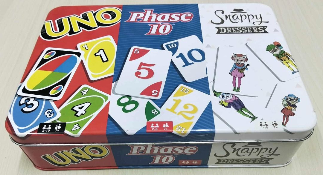 Mattel Games UNO, Phase 10 and Snappy Dressers 3-in-1 Set in a ...