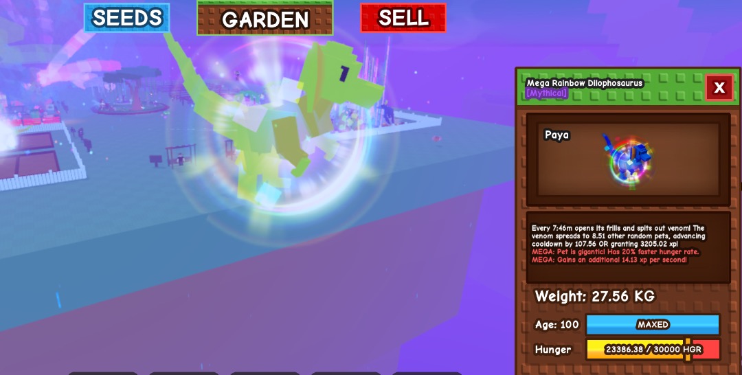 Mega Rainbow Hatched Dilo [Grow A Garden], Video Gaming, Gaming ...