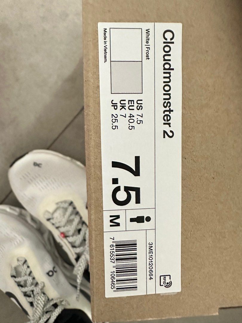 On Cloudmonster 2 White Frost Running Shoes - US 7.5, Men's Fashion, Footwear, Sneakers on Carousell