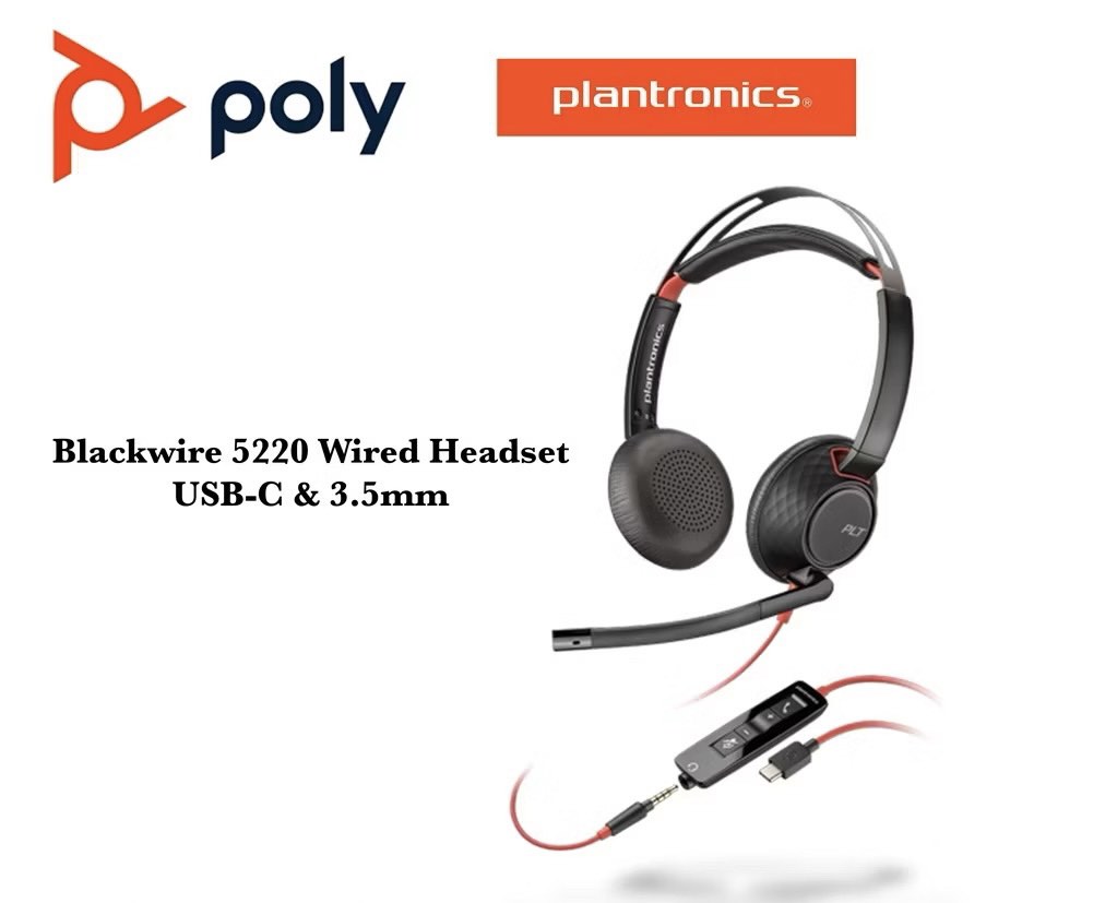Poly Blackwire 5220 Wired Headset, Audio, Headphones & Headsets on ...