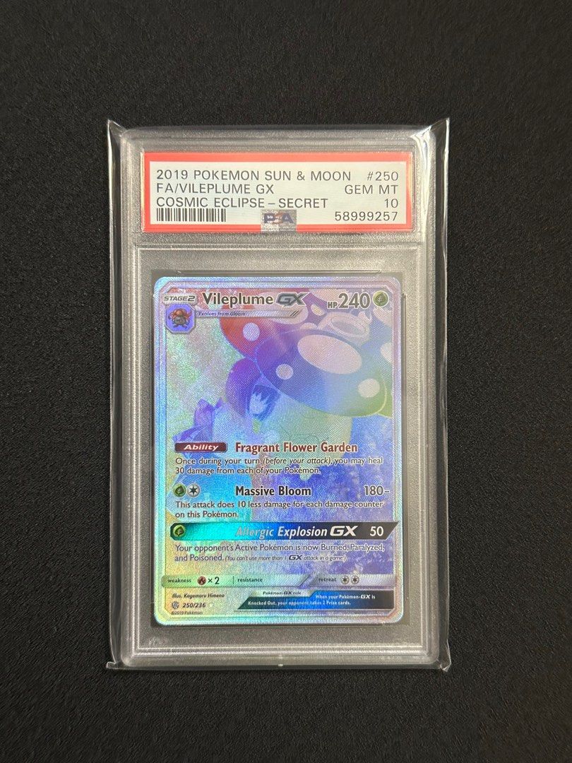 PSA 10 Pokemon Vileplume GX Rainbow 250/236 Cosmic Eclipse, Hobbies ...
