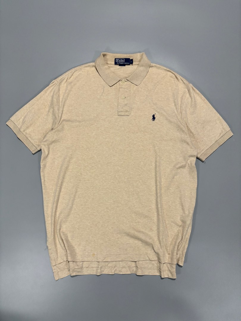 RALPH LAUREN OATMEAL POLO SHIRT, Men's Fashion, Tops & Sets, Tshirts ...