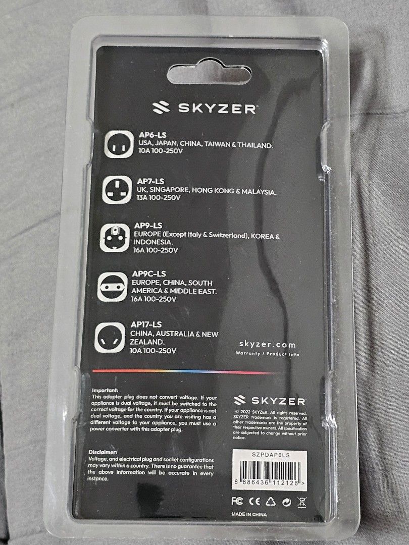 Skyzer Travel Adapter Plug, Computers & Tech, Parts & Accessories, Cables & Adaptors on Carousell