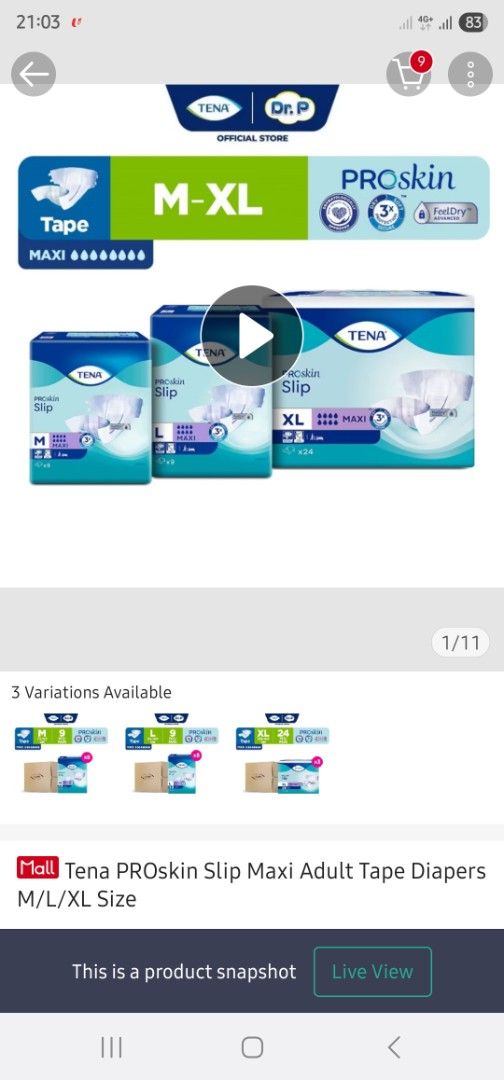 Tena PROskin Slip Maxi Adult Tape Diapers M, Health & Nutrition, Assistive & Rehabilatory Aids ...