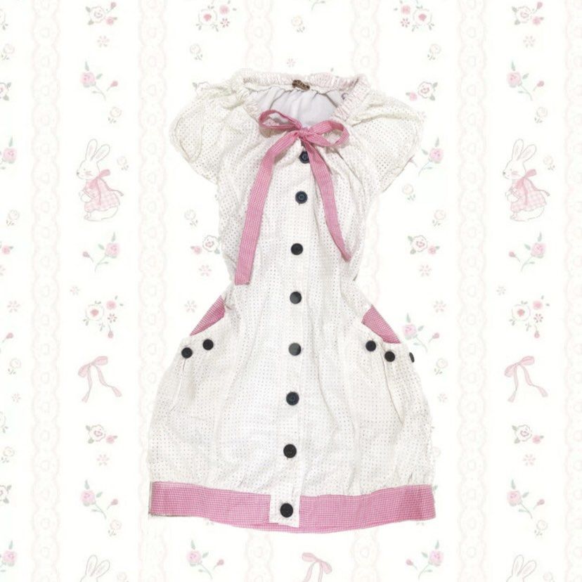 White pink dress | sawako, aesthetic, morikei, y2k, coquette, cottagecore, downtown, acubi ...