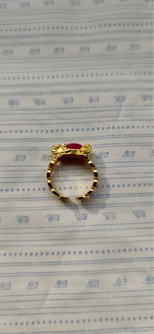 18k gold-plated vintage lucky chinese piao ruby ring adjustable, Women ...