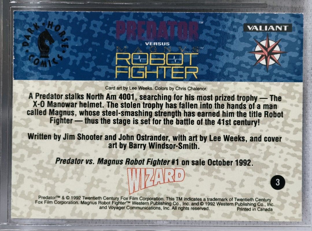 1992 PREDATOR VS. MAGNUS ROBOT FIGHTER VALIAN/WIZARD PROMO CARD ...