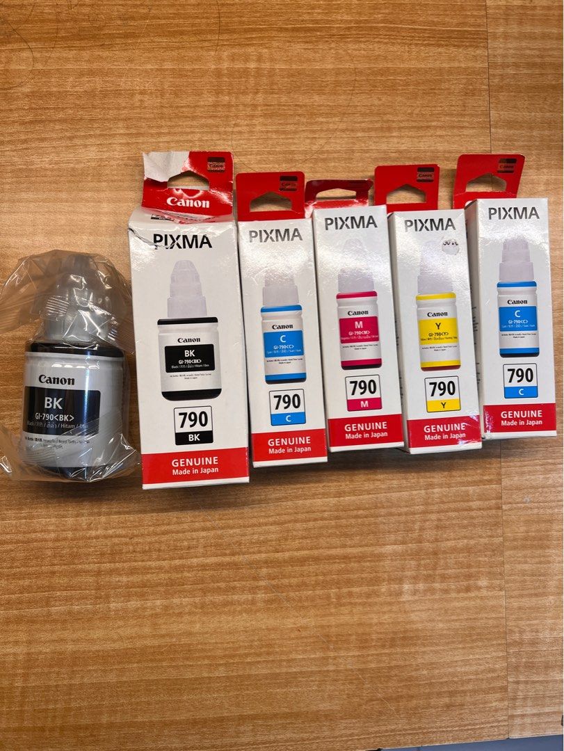 5pcs FOC 1 pc SET GENUINE CANON GI-790 INK G1000 G2000 G3000 G4000 ...