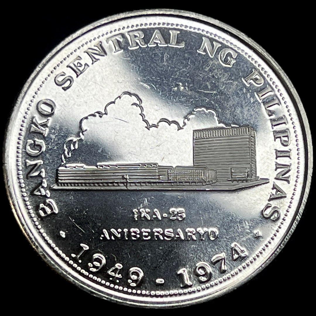 silver coin • PHIL CENTRAL BANK • 1974 twenty five pesos • (PROOF-UNC ...