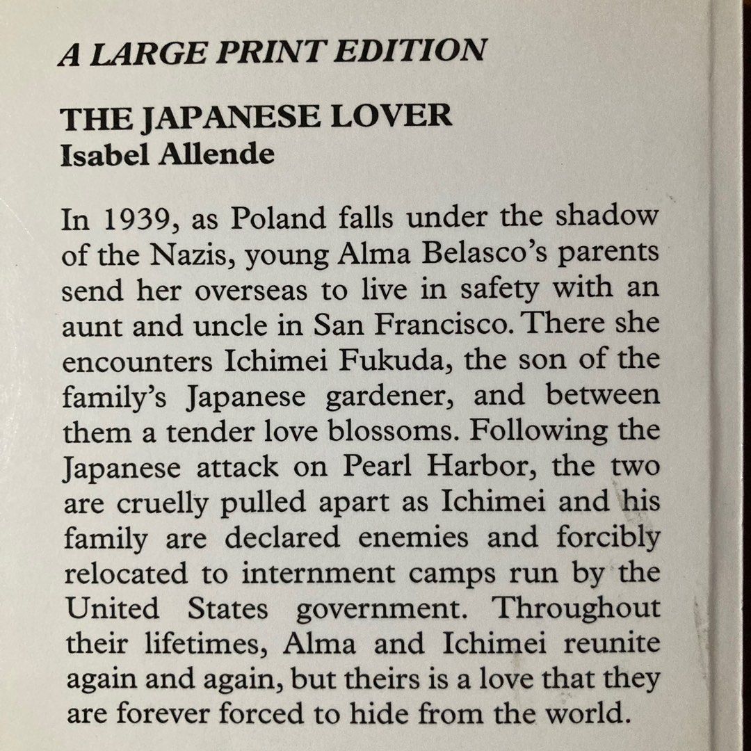 The Japanese Lover by Isabel Allende, Translated by Nick Caistor and ...