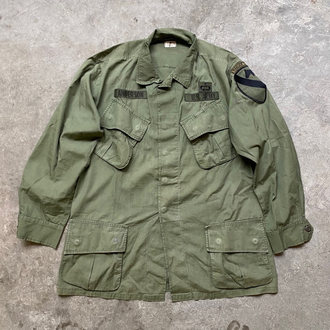 Vintage Slant Pocket Medium regular Poplin Patches Original Og 107 Vietnam War military Army us ...