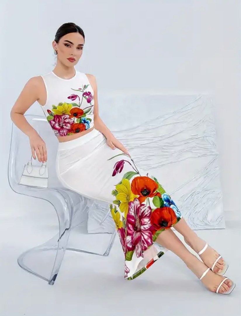 White floral coords, Women's Fashion, Dresses & Sets, Sets or ...