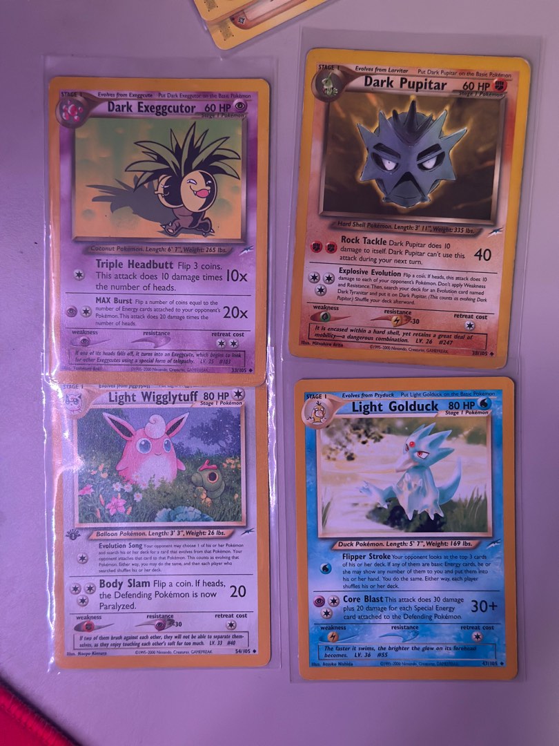 1995 Vintage Neo Destiny Pokemon Cards - 1st editio. Light Wigglytuff ...