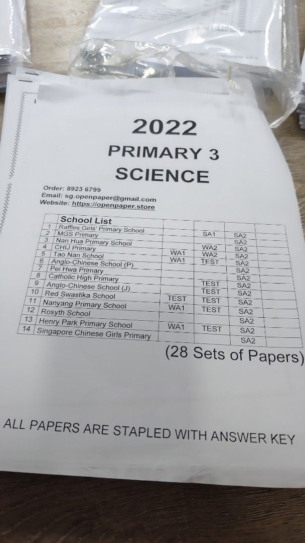 2022 Primary 3 Science Maths English Chinese papers, Hobbies & Toys ...