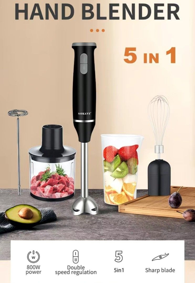 5 IN 1 HAND BLENDER SET|MEAT GRINDER|MINCER|EGG BEATER, 家庭電器, 廚房電器, 榨汁機 ...
