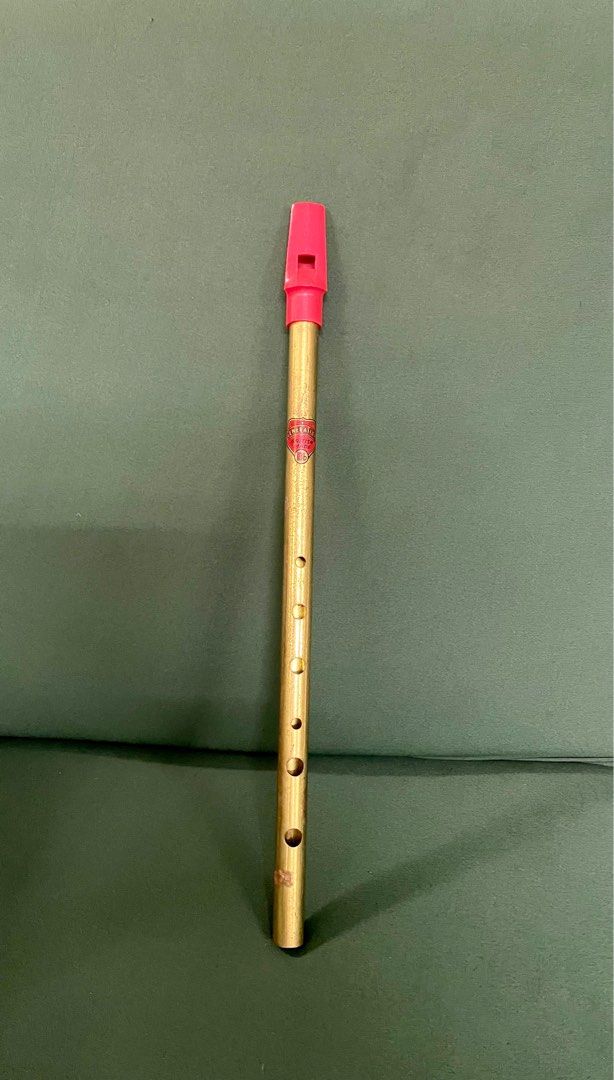 Antique toy flute/pipe by Generation, made of gilded metal with a ...
