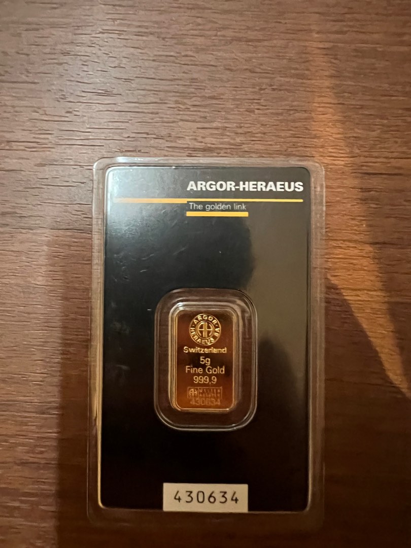 Argor-Heraeus 5g Fine Gold Bar, Hobbies & Toys, Memorabilia ...