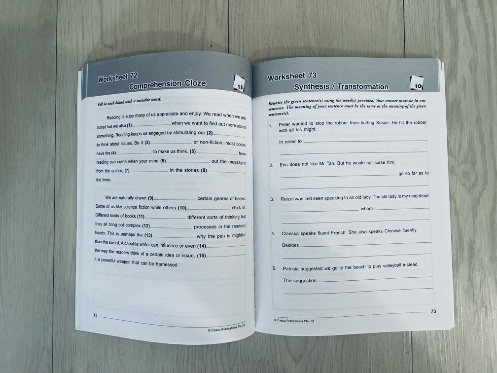 Casco How to Score Synthesis & Transformation PSLE Comprehension Cloze ...