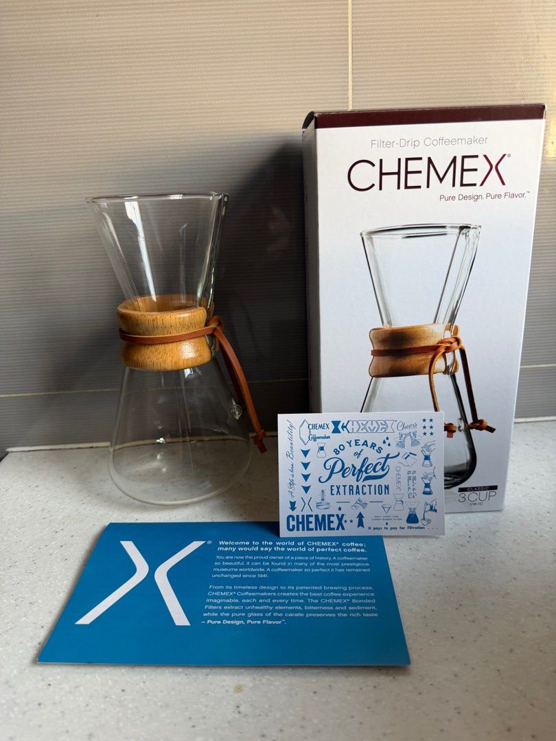 Chemex 3-Cup Classic Coffee Maker 全新, 家庭電器, 廚房電器, 咖啡機及咖啡壺 - Carousell
