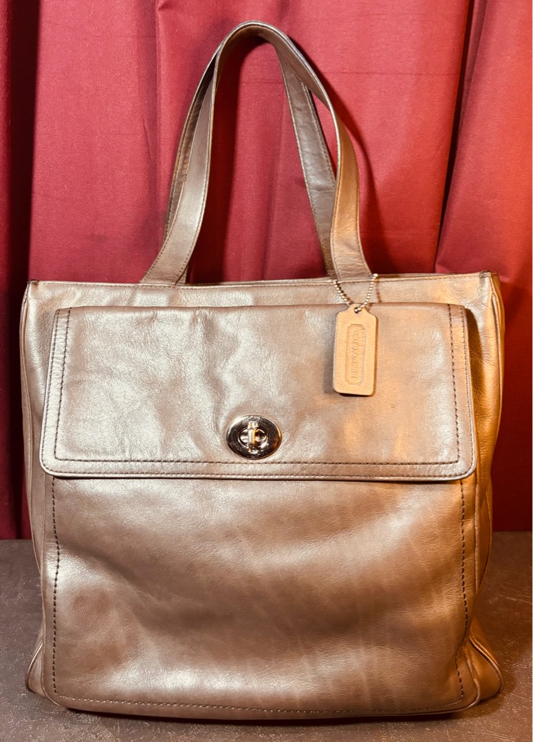 Coach Legacy America Icons Cowhide Leather Handbag Box Tote Bag in Bone ...