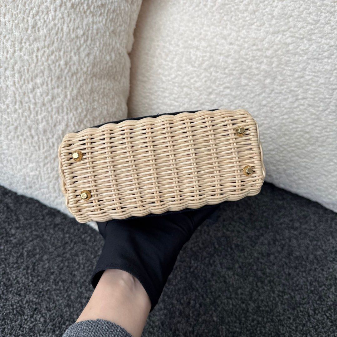 Dior Lady Dior Wicker Rattan Blue Gold hardware, Luxury, Bags & Wallets ...