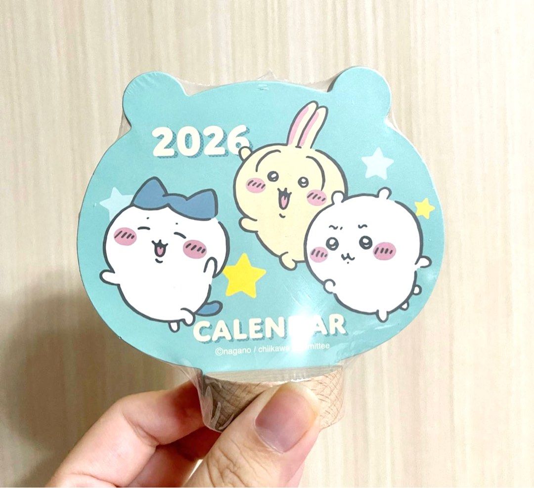 instock authentic Chiikawa 2026 desk calendar with wood stand, Hobbies ...
