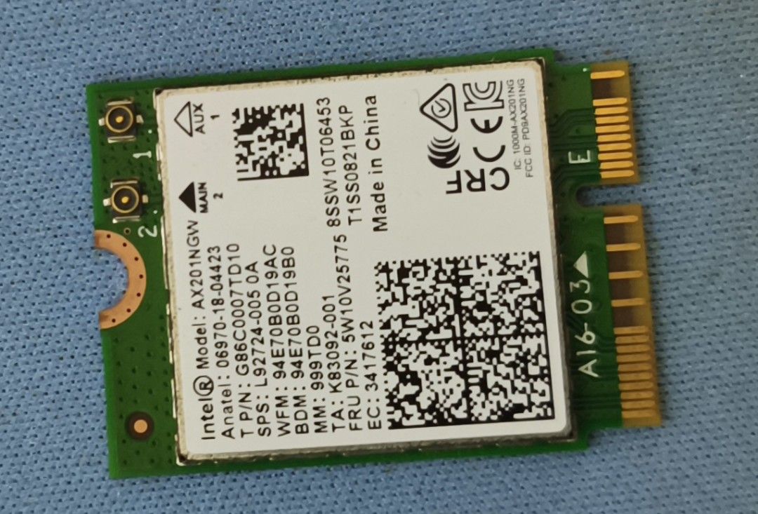 Intel AX201NGW Wireless Network Card, Computers & Tech, Parts ...