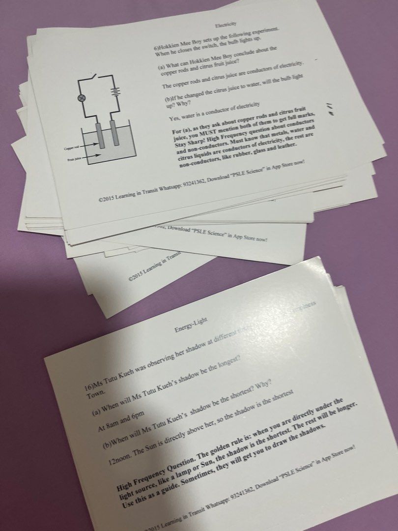 Learnintt PSLE Science Flashcards (Primary 3-6), Hobbies & Toys, Books ...