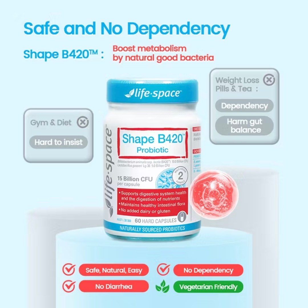 LIFE SPACE Shape B420 Probiotic 15 Billion CFU Capsule 60s, Health ...