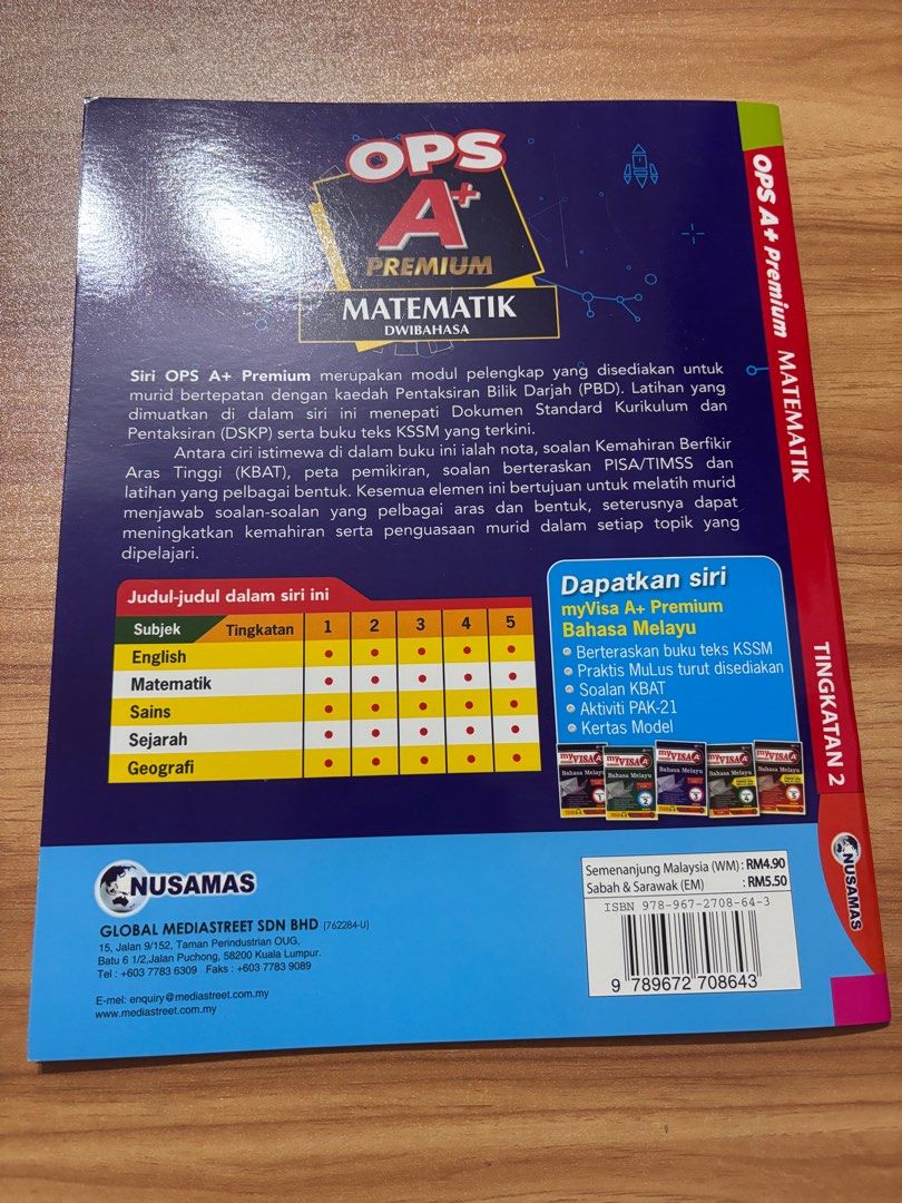 OPS A+ Premium Matematik Dwibahasa Tingkatan 2, Hobbies & Toys, Books ...