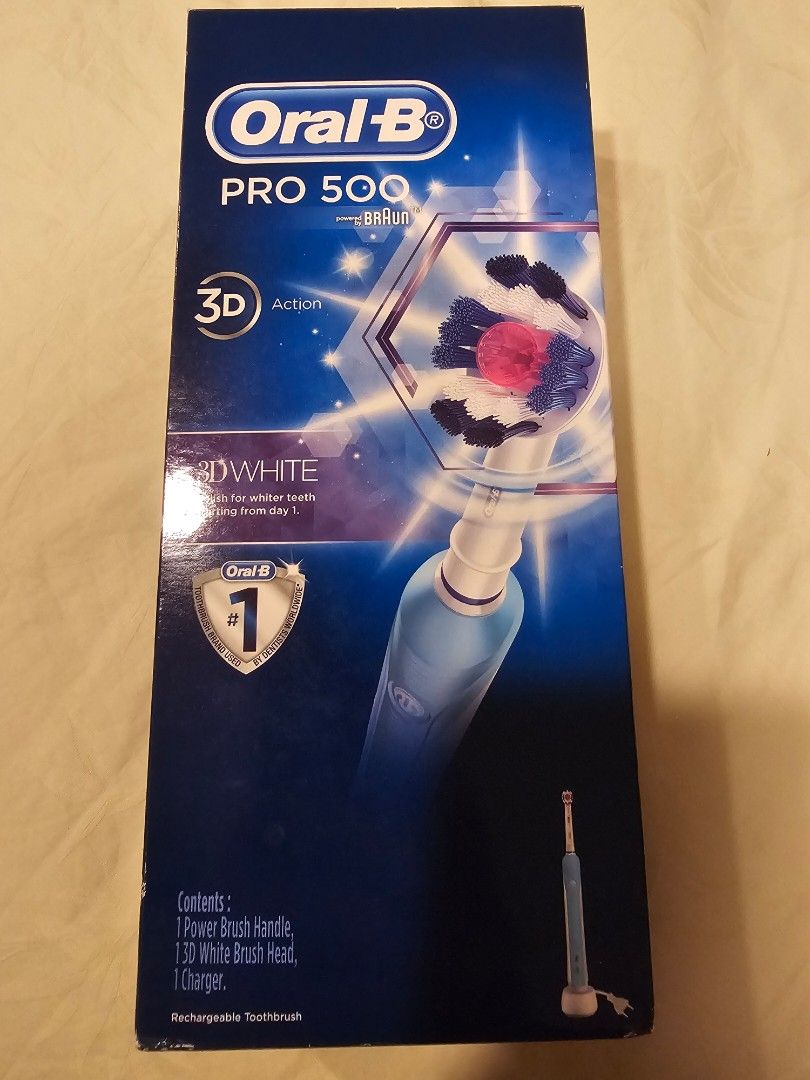 Oral-B Pro 500 3D White Electric Toothbrush, Beauty & Personal Care ...