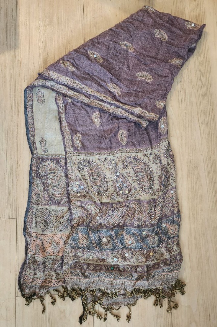 Paisley Print Scarf with Sequins boho, Women's Fashion, Watches ...