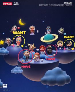PopMart Crying to the Moon Crybaby, Hobbies & Toys, Toys & Games on ...