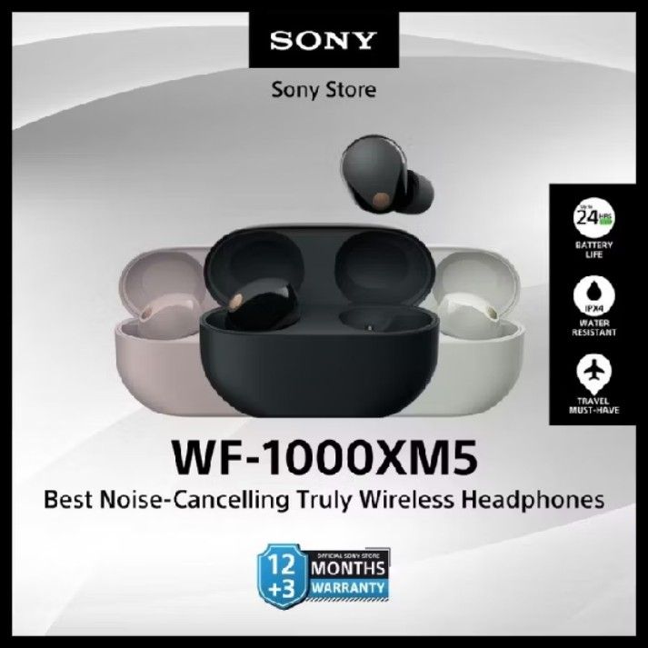 Sony WF-1000XM5 Noise-Cancelling Wireless Headphones, Audio, Headphones ...