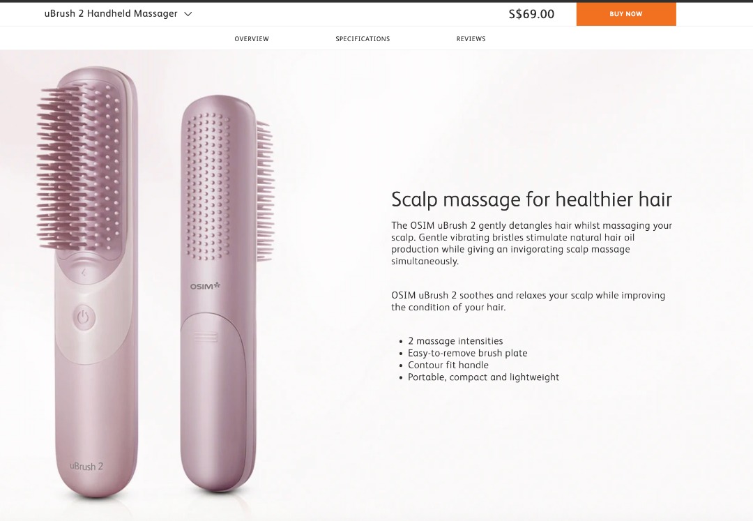 OSIM uBrush 2 Handheld Massager, Beauty & Personal Care, Hair Products ...