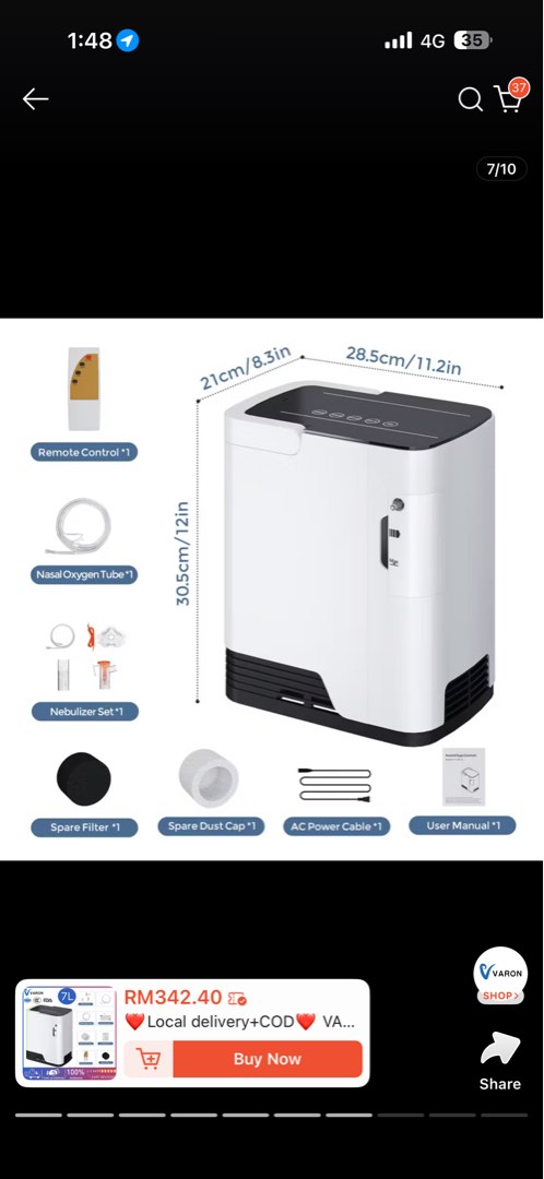 Varon Oxygen & Nebulizer Machine (Rent), Health & Nutrition, Medical ...