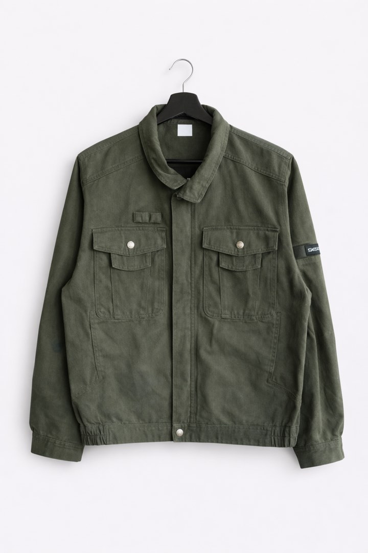 Vintage Japanese Work Jacket G-240 Olive Green Cotton Blend Utility ...