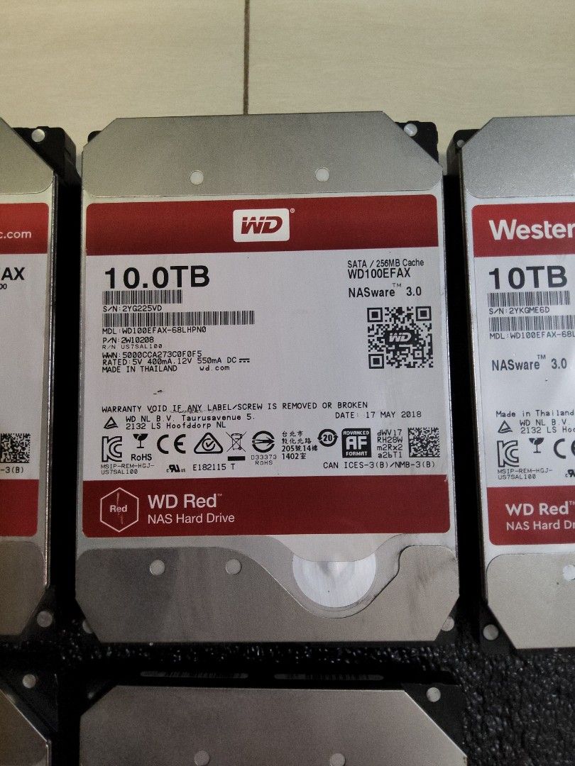 WD Red NAS 10TB SATA Hard Drive WD100EFAX HDD, Computers & Tech, Parts ...