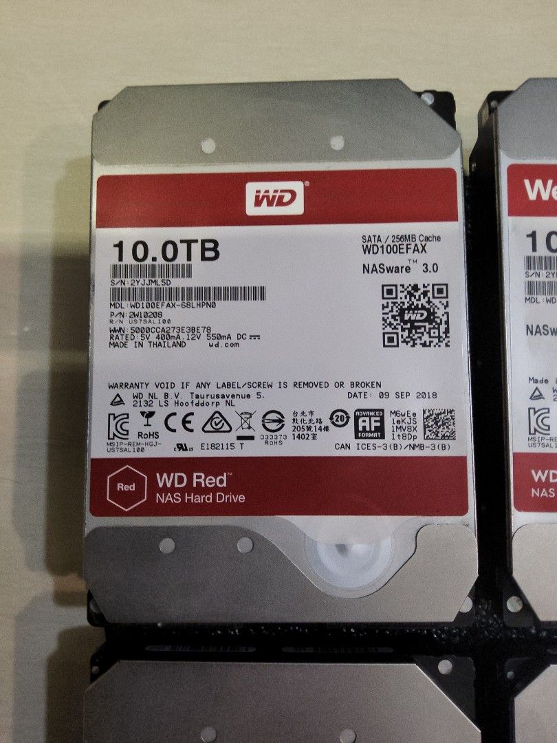 WD Red NAS 10TB SATA Hard Drive WD100EFAX HDD, Computers & Tech, Parts ...